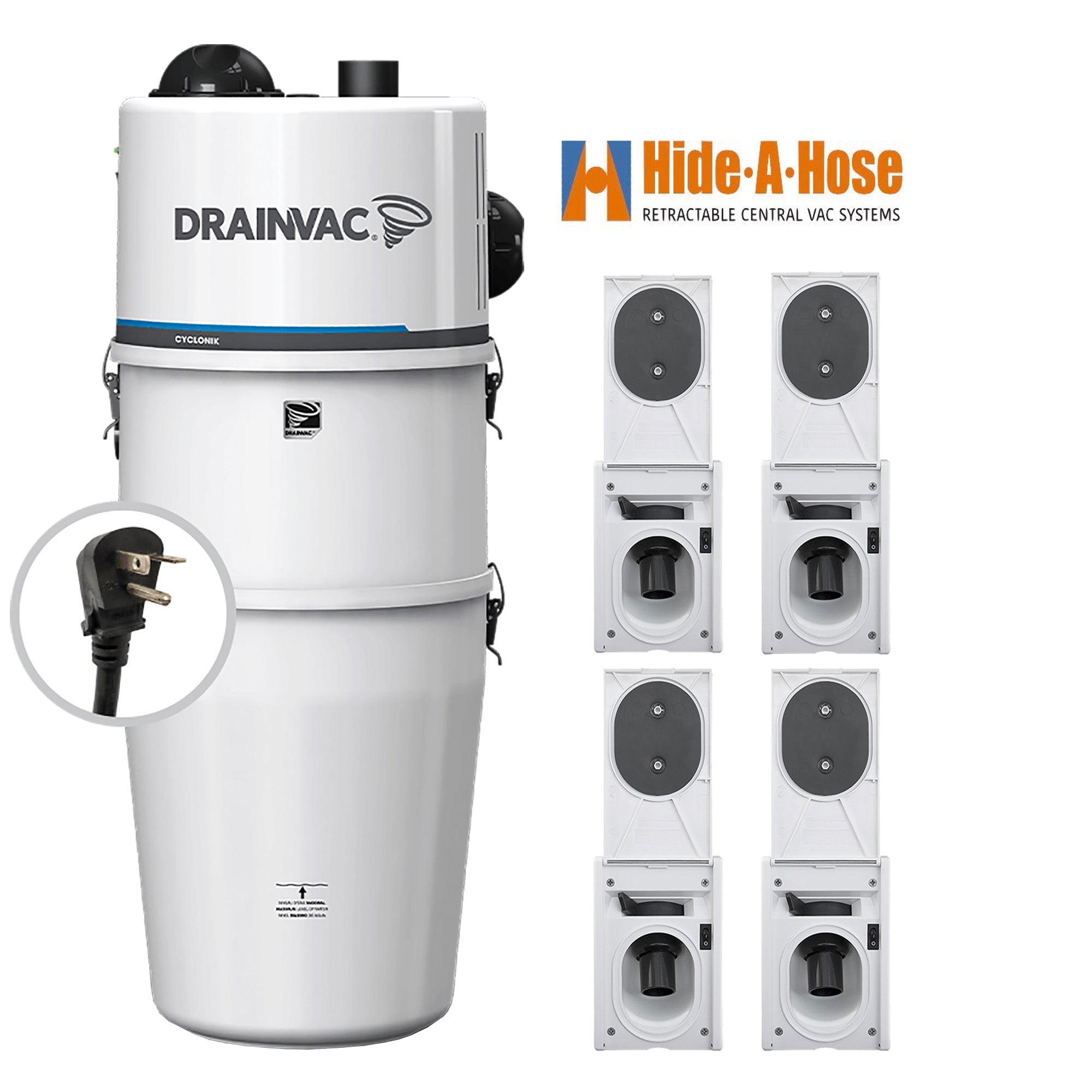 DrainVac DV1R15-CT Central Vacuum with Hide-A-Hose Complete Installati ...