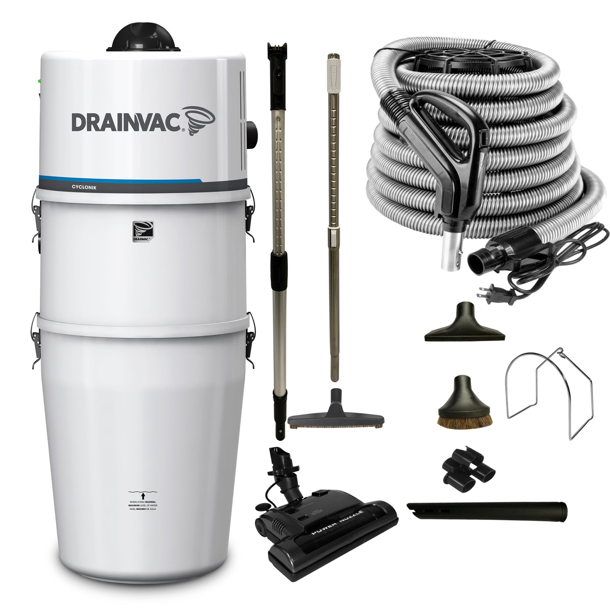 DrainVac DV1R12-CT Wet & Dry Central Vacuum with Power Kit