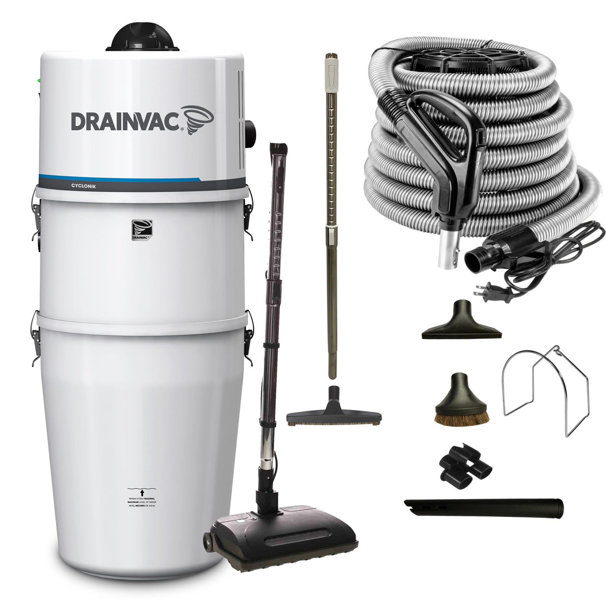 DrainVac DV1R12-CT Wet Dry Central Vacuum with Airstream Kit