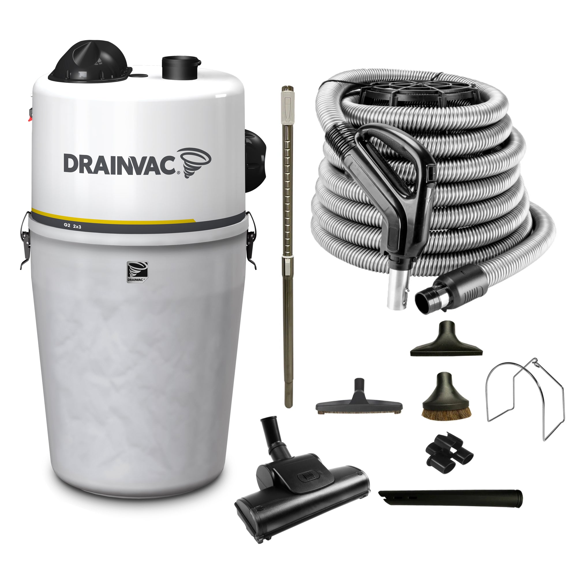 DrainVac G2-2X3 Central Vacuum | Dual Motor & Deluxe Air Kit