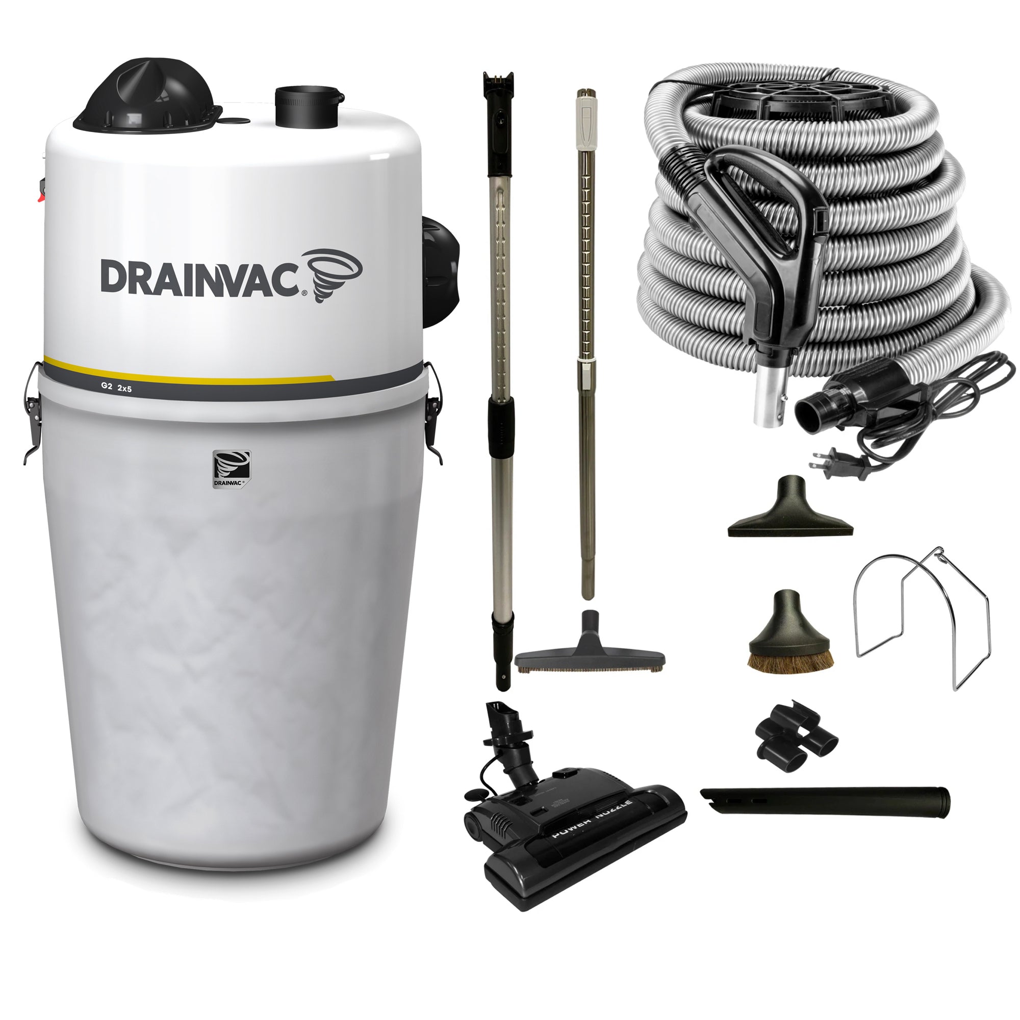 DrainVac G2-2X5 Central Vacuum 2 Motor 520AW & Electric Kit