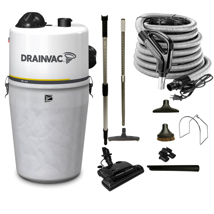 DrainVac G2-2X5 Central Vacuum 2 Motor 520AW & Electric Kit