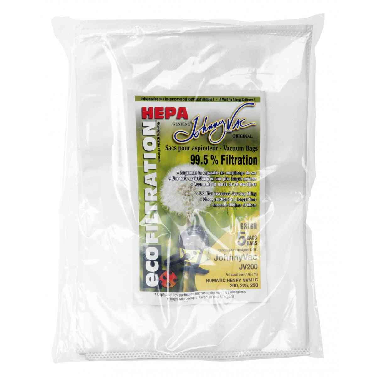 HEPA Microfilter Bags Johnny Vac & Numatic Henry - Pack of 5